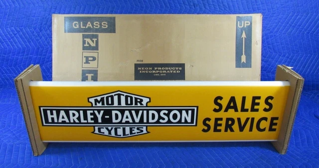 NOS ORIGINAL LIGHTED Harley Dealer Sign Knucklehead Panhead Flathead 45 ...