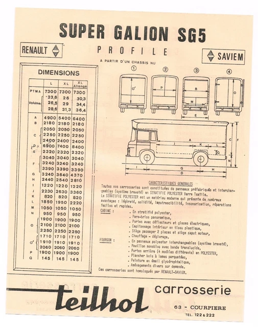 ANCIENNE BROCHURE TEILHOL Renault Saviem Super Galion Sg5 EUR 4,90 ...