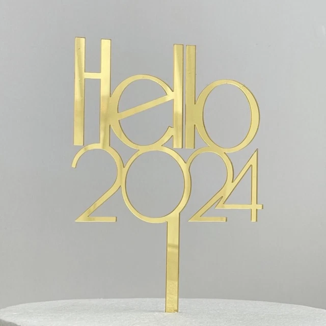 ACRYLIC HELLO 2024 Cake Topper Snowflake Shape Cake Toppers Party Decor ...