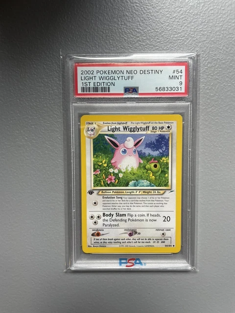 1ÈRE ÉDITION LIGHT Wigglytuff Pokemon Card 54/105 Neo Destiny Set PSA 9 ...