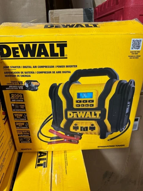 DEWALT PORTABLE POWER 2000 Peak Amp Jump Starter w/Digital Compressor ...