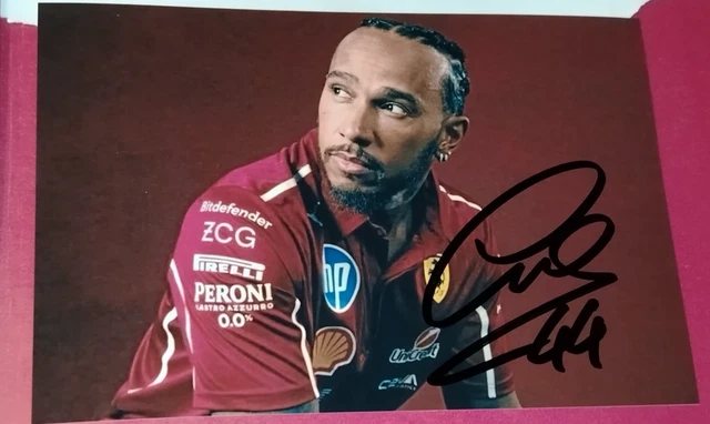 LEWIS HAMILTON AUTOGRAPH Foto Ferrari F1 Lewis Hamilton 7X World F-1 44 ...