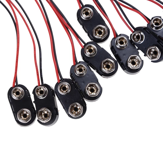 10 X PP3 9V Battery Connector Clip Hard Wearing ABS Tinned Wire Leads ...