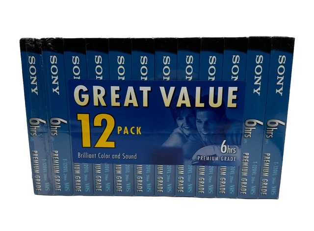SONY VHS T-120 Premium Grade Blank 6 Hour Tapes 12 Pack Brand £37.25 - PicClick UK
