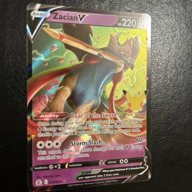 ZACIAN V 016/025 Celebrations 25th Anniversary Ultra Rare Pokemon Card ...