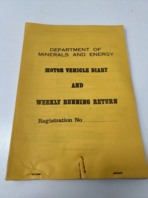 VINTAGE MINING GOVERNMENT DEPARTMENT MOTOR VEHICLE DIARY FORMS 1960s ...