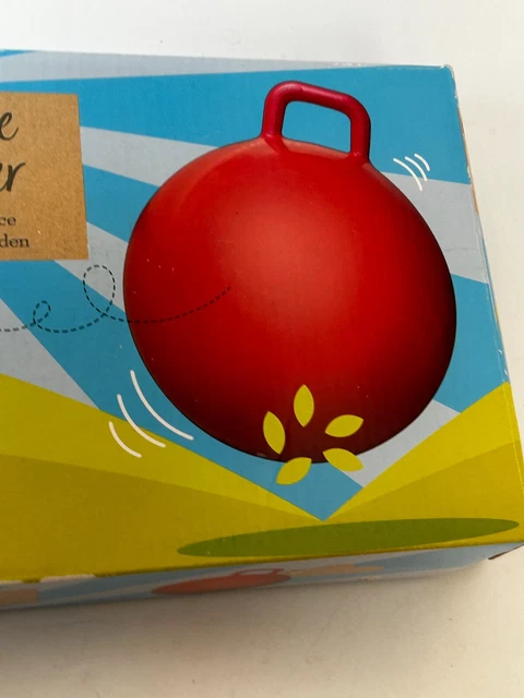 MORRISONS SPACE HOPPER Boxed Damaged Packaging Red Rubber Bouncy Garden ...