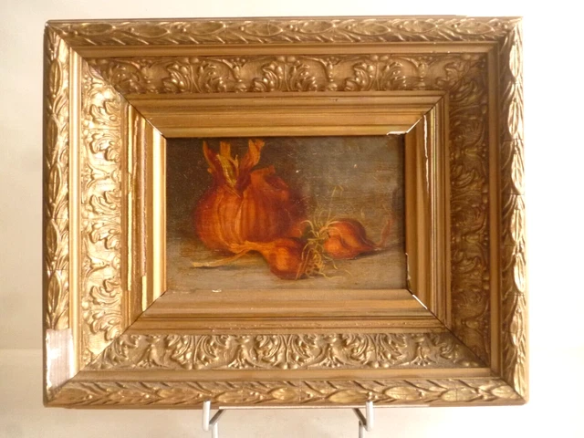 TABLEAU ANCIEN HUILE sur panneau Nature Morte aux oignons OLD PAINTING EUR 185,00 - PicClick FR