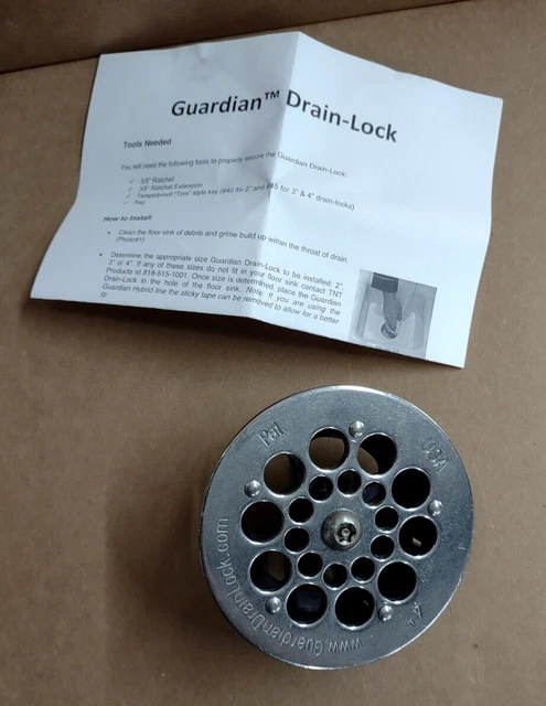 GUARDIAN DRAIN LOCK Hybrid Commercial Floor Sink Locking Strainer For ...