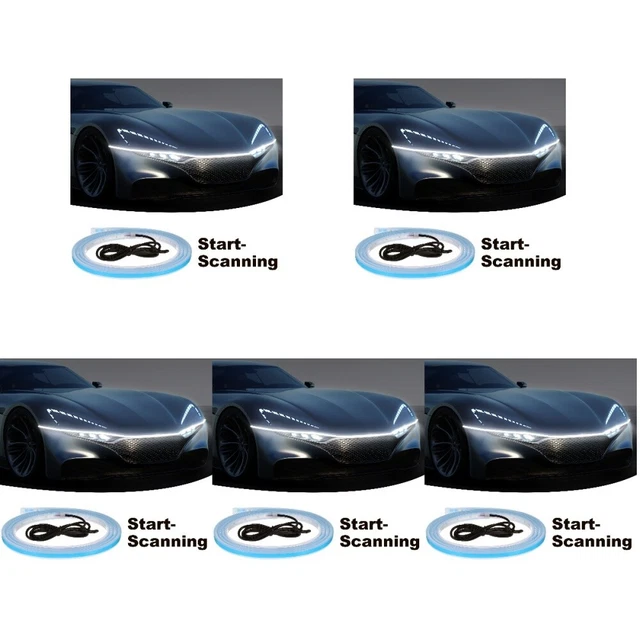 SET OF 5 Bonnet Light Strip LED Daytime Running Car Trim Flexible £37. ...