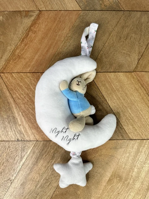 PETER RABBIT LULLABY Cot Side Toy moon 11" tall musical pull £9.49 ...