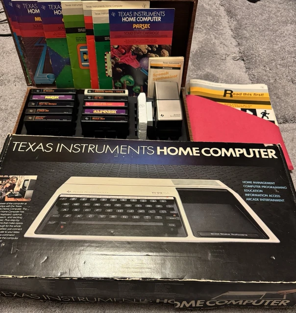 TEXAS INSTRUMENTS TI-99/4A Vintage Home Computer Box Speech Synthesizer ...
