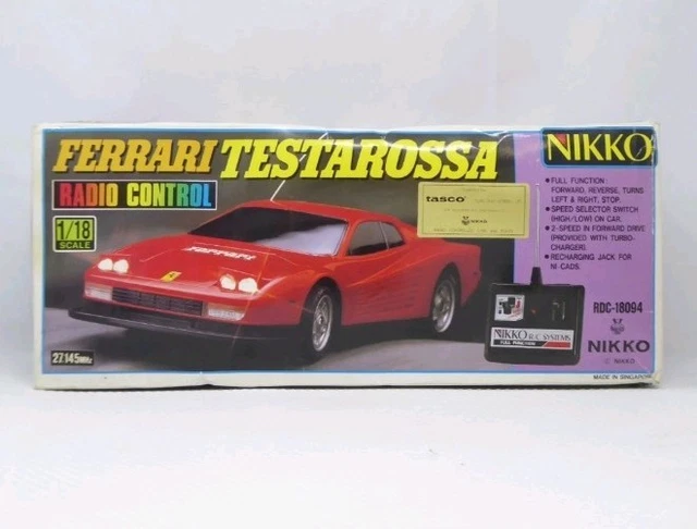 NIKKO RC FERRARI Testarossa Radio Controlled Car 1/18 Scale Vintage ...