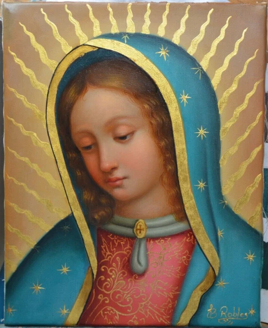 OUR LADY OF Guadalupe Virgen de Guadalupe oil painting canvas Jose A ...