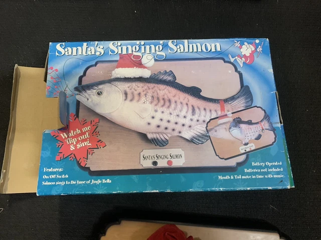 SANTA'S SINGING SALMON Fish Sings Moves Vintage Billy Bass SALMON SINGS ...