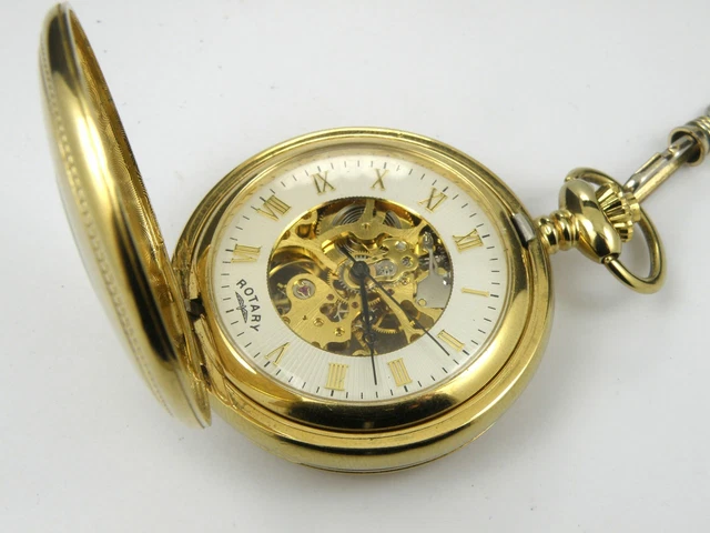 OROLOGIO DA TASCHINO Rotary Half Hunter Meccanico Scheletro EUR 194,84 ...