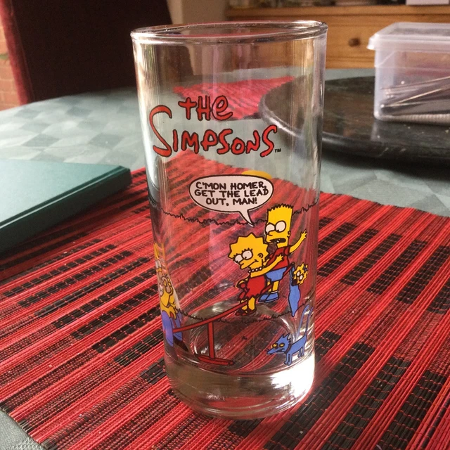 HUNGRY JACKS THE Simpsons Glass (Homer, Bart, Lisa & Maggie on a see ...