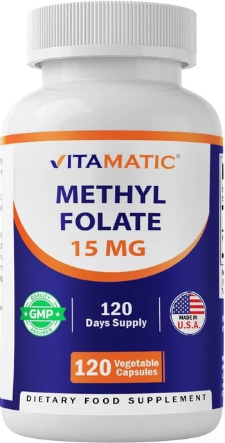 VITAMATIC L METHYLFOLATE 15mg - 120 Vegetable Capsules - Optimized and ...