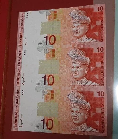 MALAYSIA UNCUT SHEET 3 in 1 banknote 1997 10 ringgit UNC don $199.00 ...