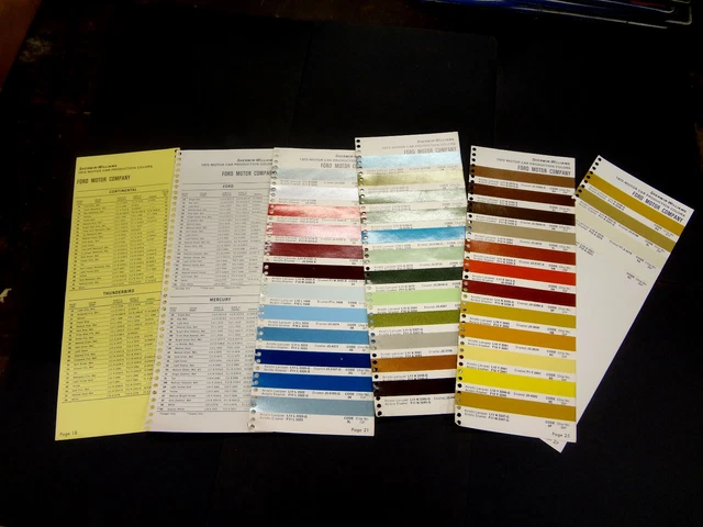 1971 1972 1973 Ford Mustang Paint Color Chip Chart Sheet Sample Chips ...