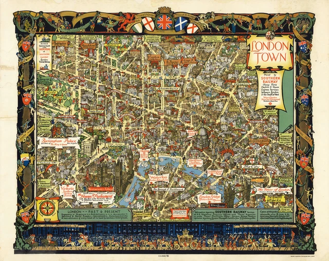 CENTRAL LONDON ENGLAND Vintage Map Wall Art Poster Print Home Office ...