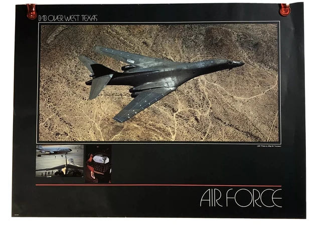 USAF UNITED STATES Air Force Poster B-1B OVER WEST TEXAS 23"x17" NOS B1 ...