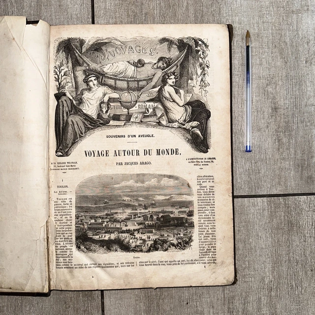 VOYAGE AUTOUR du Monde.Souvenirs d'un aveugle.Jacques ARAGO-1852-Relié ...