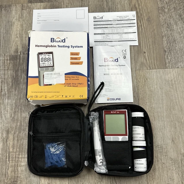 BIOAID HEMOGLOBIN TESTING System Meter Kit w/ Strips - EUC - Model BC ...