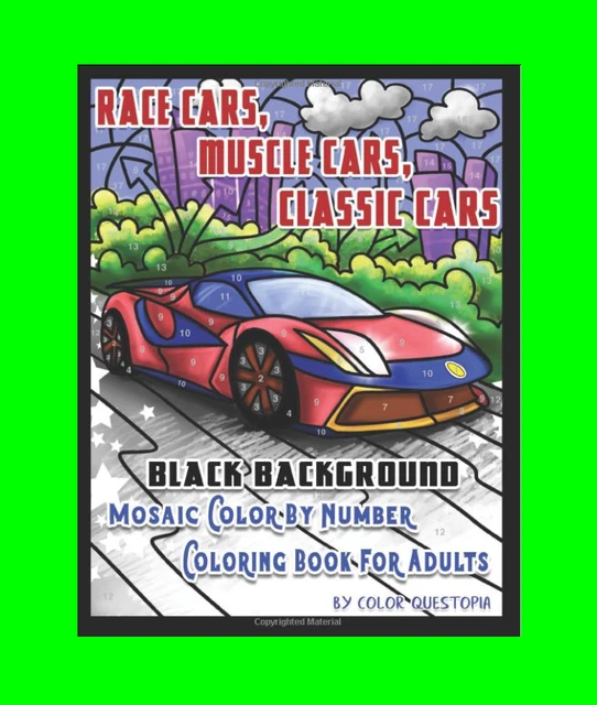 RACE CARS MUSCLE Cars Classic Cars Mosaic Color By Number Anti-Stress ...