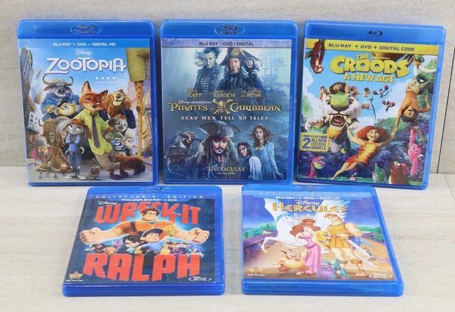 DISNEY & DREAMWORKS Blu-ray Lot Zootopia Wreck-It Ralph Hercules ...