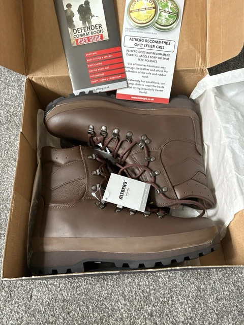 ALTBERG DEFENDER UK9L Wide Fit Brown Leather Boots Army Hiking Combat ...