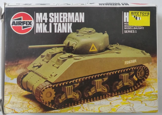 VINTAGE AIRFIX A01303 American M4 Sherman Mk1 Tank Model Kit Scale 1:76 ...