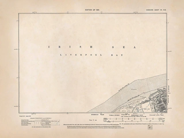 NEW BRIGHTON (W), old map Cheshire 1913: 7NW A £23.99 - PicClick UK