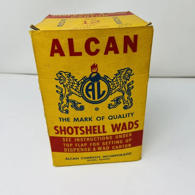 ALCAN 12 GAUGE Shotgun Shotshell Wads Reloading Vintage Empty Box ...