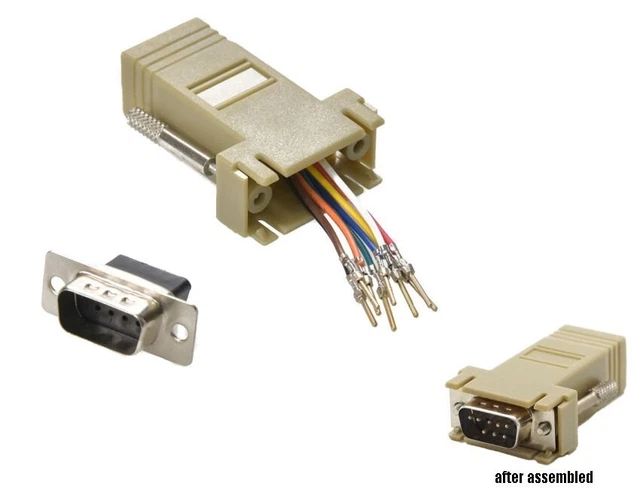 DB9 MALE TO RJ45 Female Modular Adapter Connector Converter Network ...