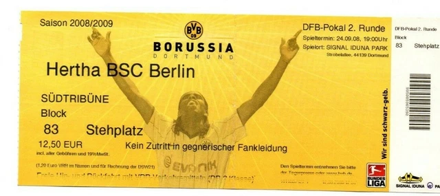 BILLET ORIGINAL COUPE DFB 2008/09 BORUSSIA DORTMUND - HERTHA BSC BERLIN ...