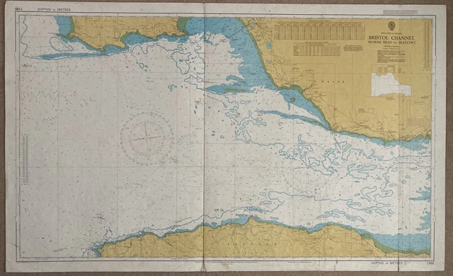 LARGE VINTAGE ADMIRALTY Map / Sea Chart England Wales Bristol Channel ...