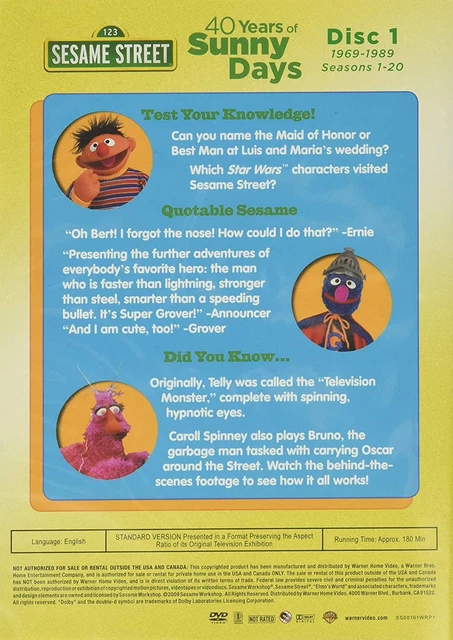 SESAME STREET: 40 Years of Sunny Days (DVD) Various EUR 34,34 - PicClick FR
