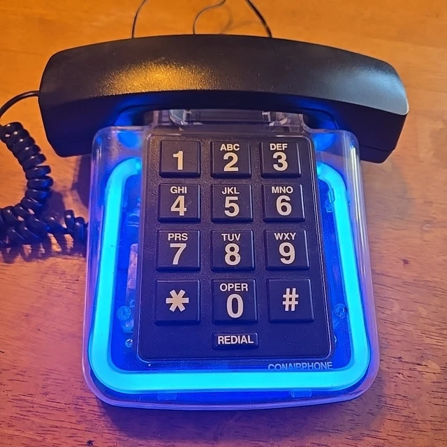 VINTAGE 1980S BLUE Neon Push Button Landline Phone - Tested, All ...