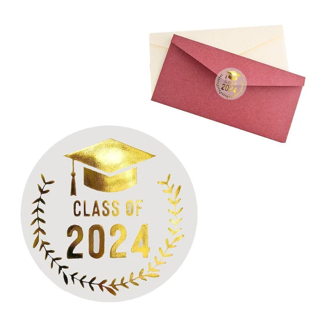 100 X GRADUATION Stickers, Class of 2024, Congratulations Gold Foi/w ...