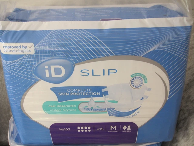 1 PACK X iD SLIP MAXI INCONTINENCE SLIPS PANTS M MEDIUM UNISEX 15 PER ...