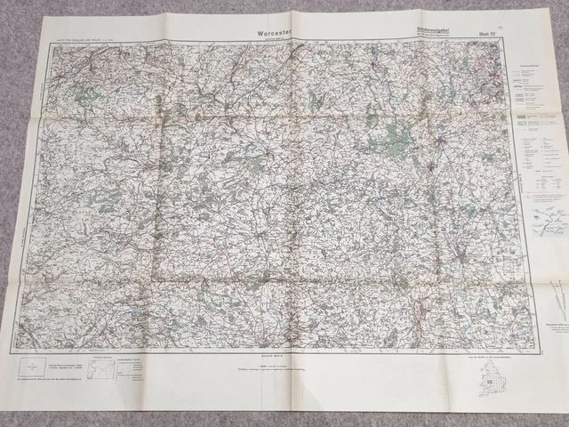 ORIGINAL WW2 GERMAN INVASION / AIRFORCE MAP Of WORCESTER 1938 EUR 56,95 ...