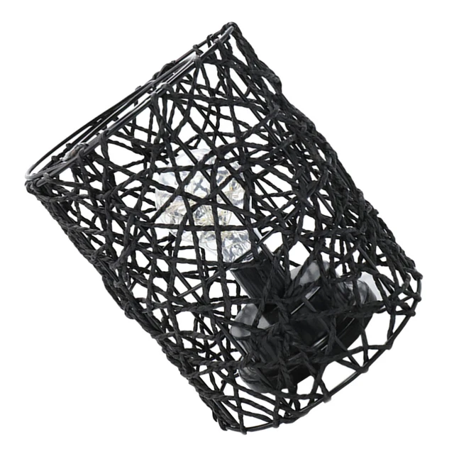 RATTAN TABLE LANTERN Nordic Industrial Style Lamp Rustic Table Light £ ...