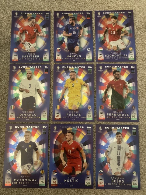 TOPPS MATCH ATTAX Uefa Euro 2024 Euro Masters Limited Edition Cards X9 ...