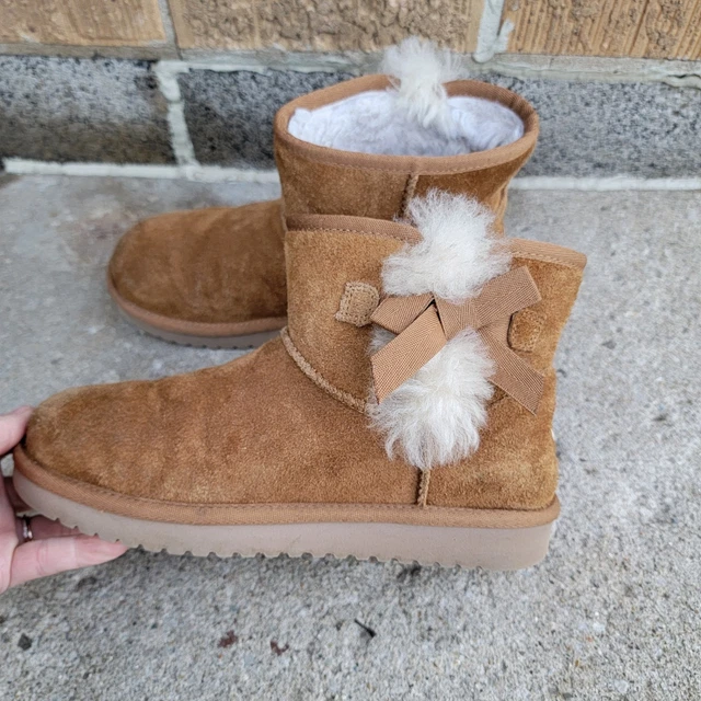 KOOLABURRA BY UGG Chestnut Suede Bow Short Boots Womens 6 £13.37 ...