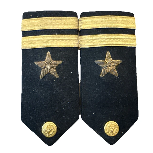 WWII USN NAVY Line Lieutenant Lt Shoulder Boards Vtg Black Gold World ...