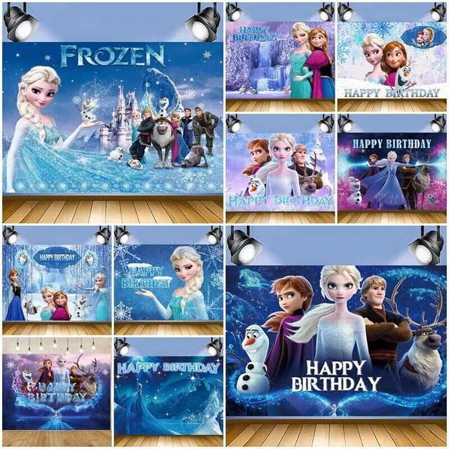 NEW FROZEN BACKDROP Elsa Anna Princess Birthday Party Background Banner ...