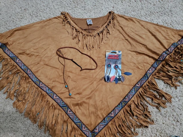 SPIRIT HALLOWEEN COSTUME Woman Native American Indian Western Wild West ...