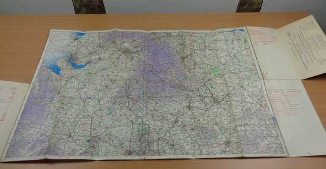 WW2 BATTLE OF BRITAIN RAF FIGHTER PILOT'S map "MIDLANDS NORTH ...
