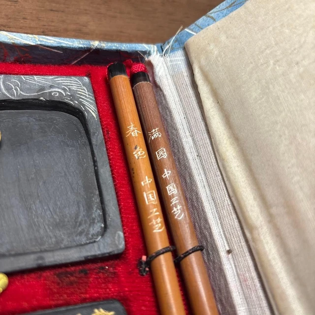 CHINESE CALLIGRAPHY SET Brush Ink Stone Suzuri Sumi Grinder Shodo Shuji ...